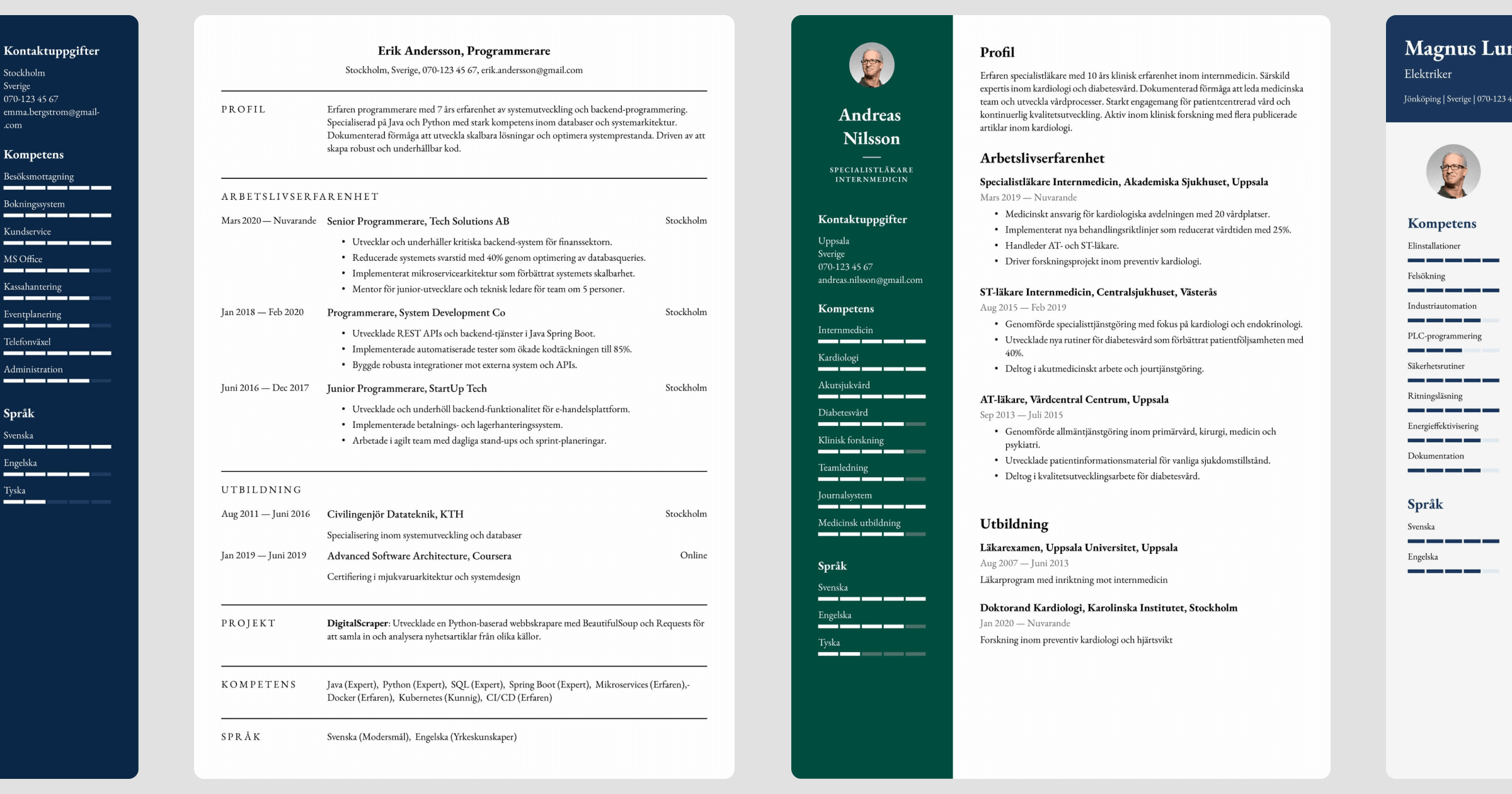 CV Exempel och Mallar | 35+ Professionella CV-Mallar