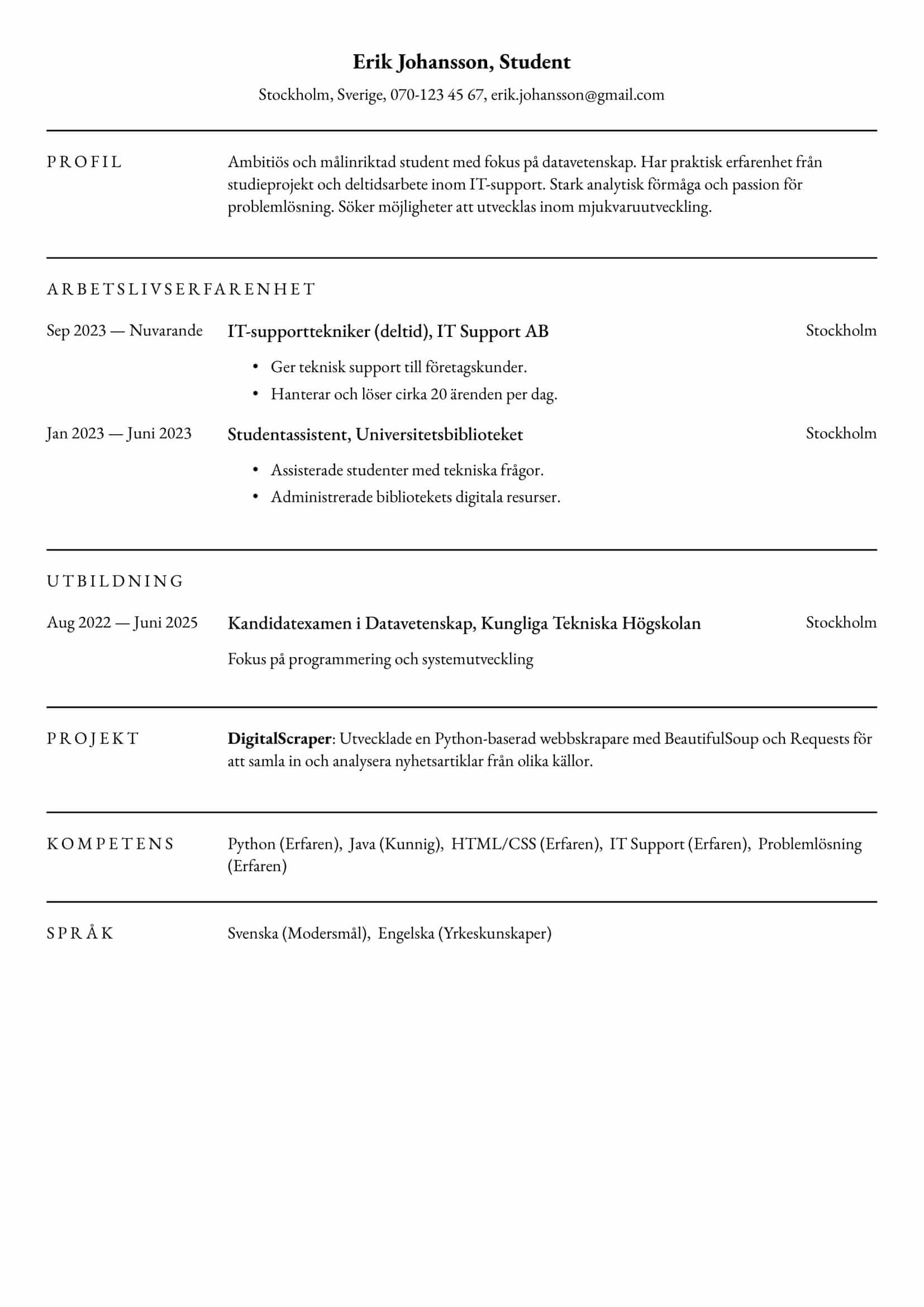 CV | Student - CV-exempel och skrivtips (2026)